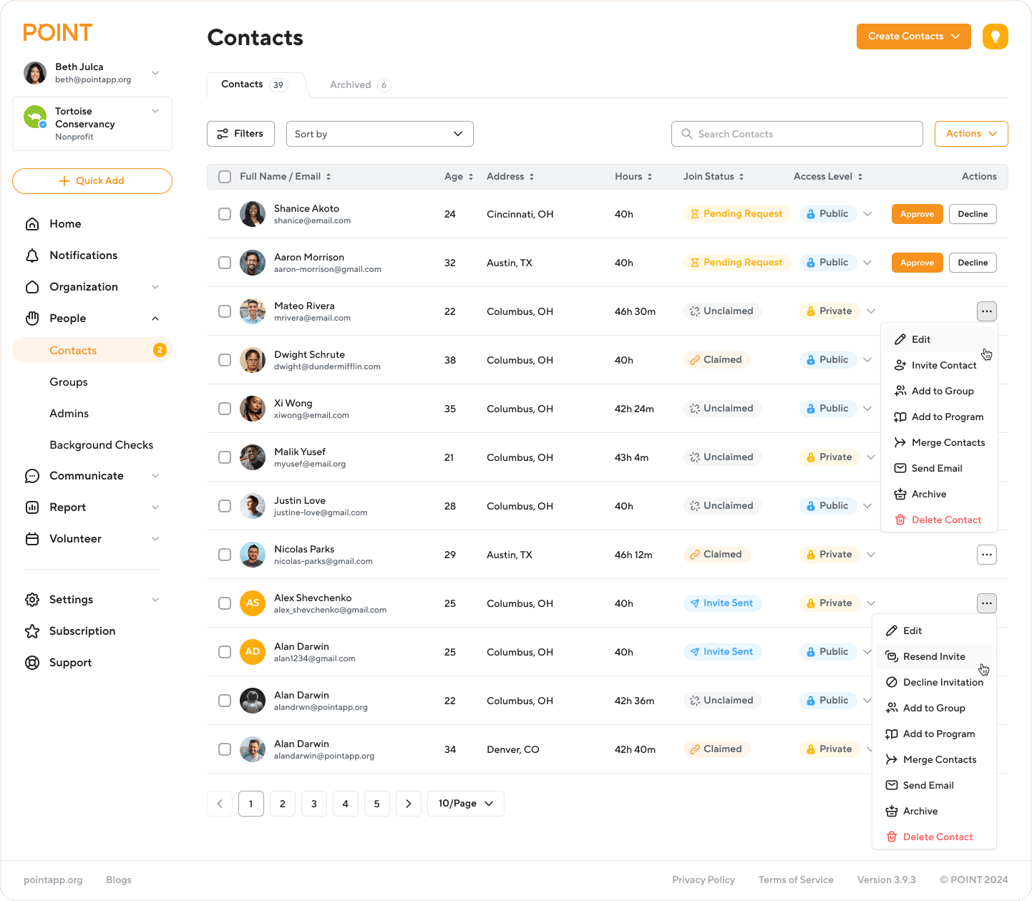 What are contacts?