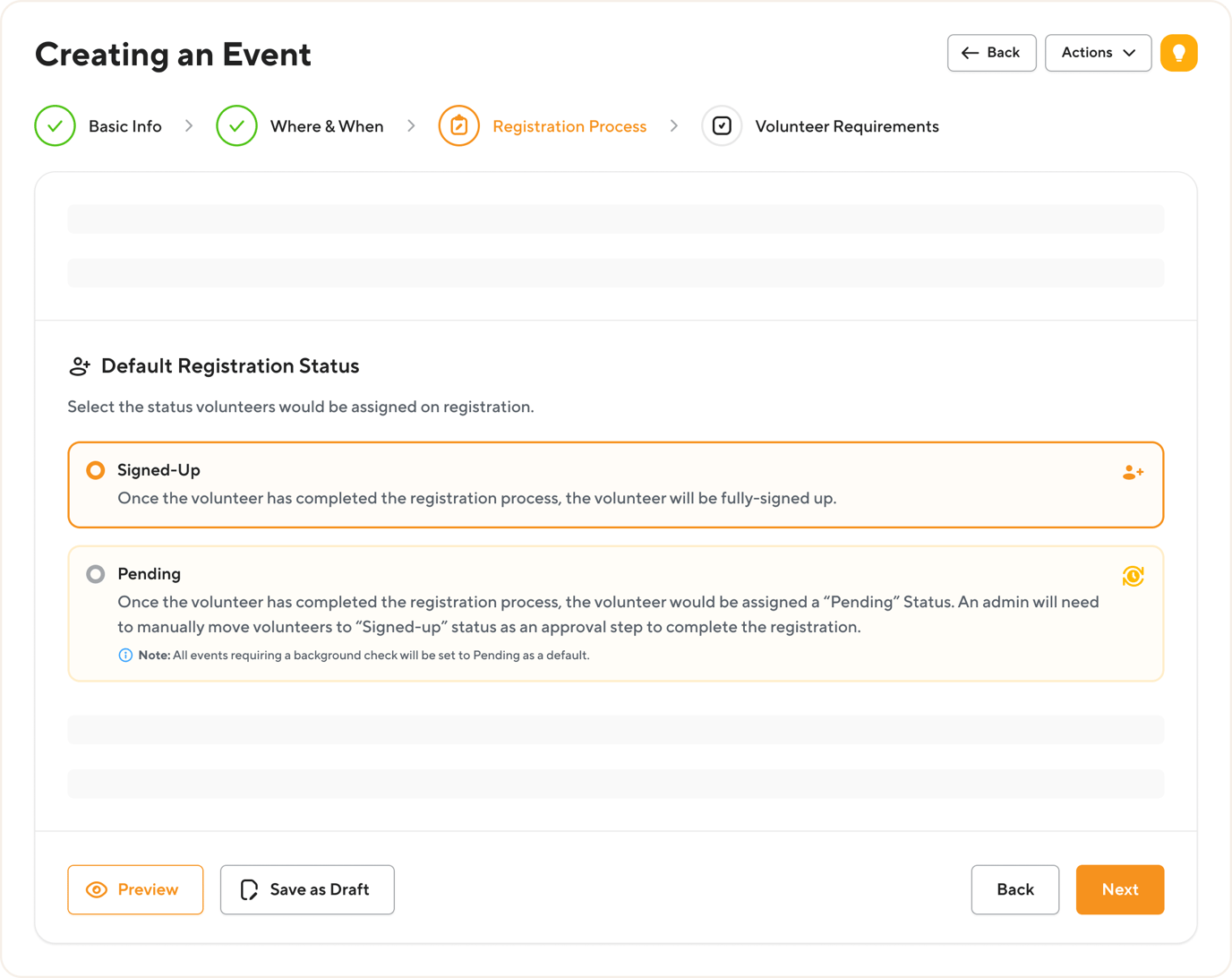 How does default registration status work? (Pending Status)