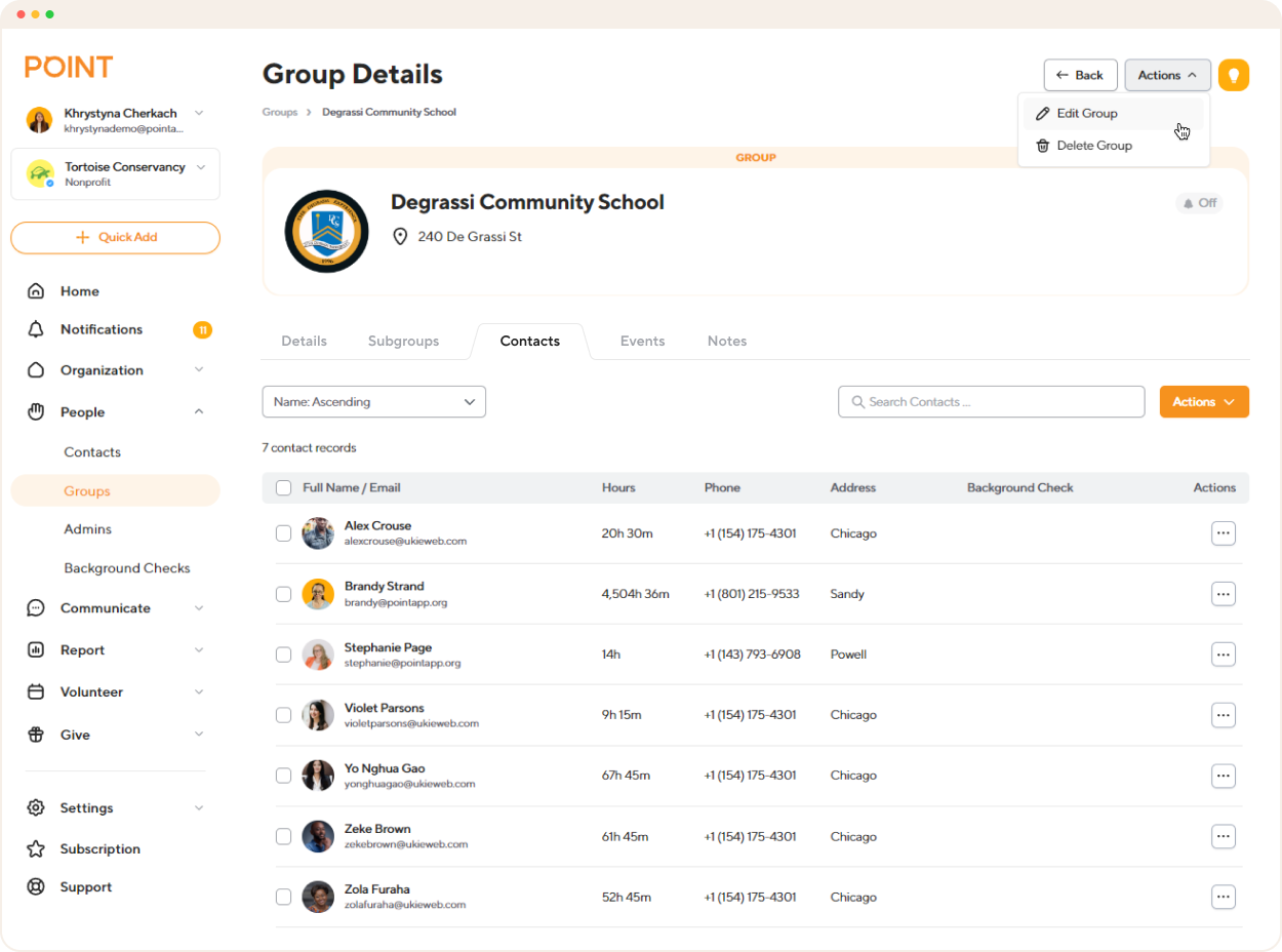 How do you create, edit and delete groups?