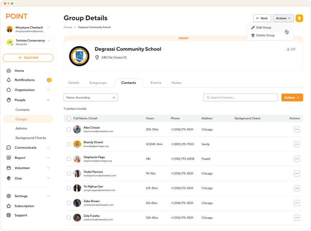 How do you create, edit and delete groups?