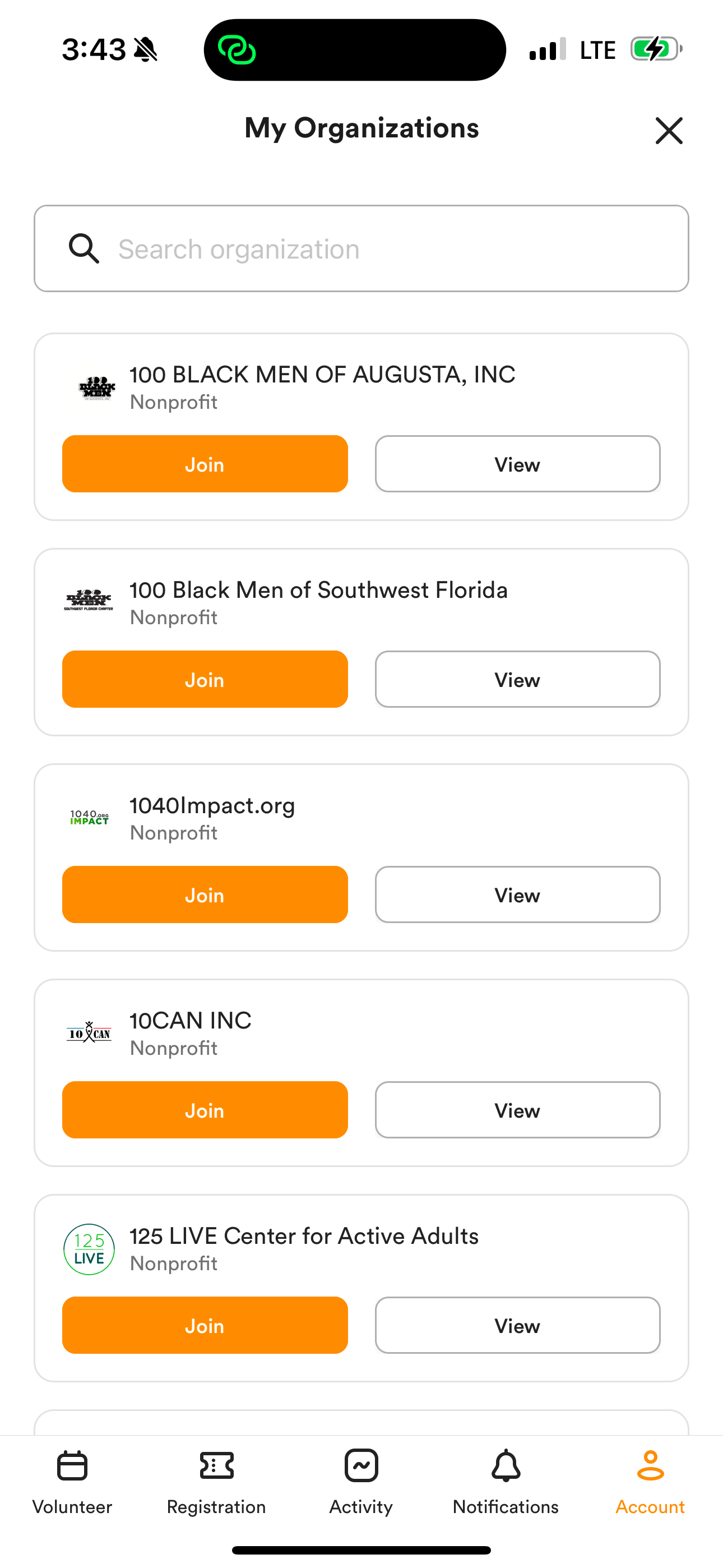 How does a volunteer find a nonprofit or search for an opportunity?
