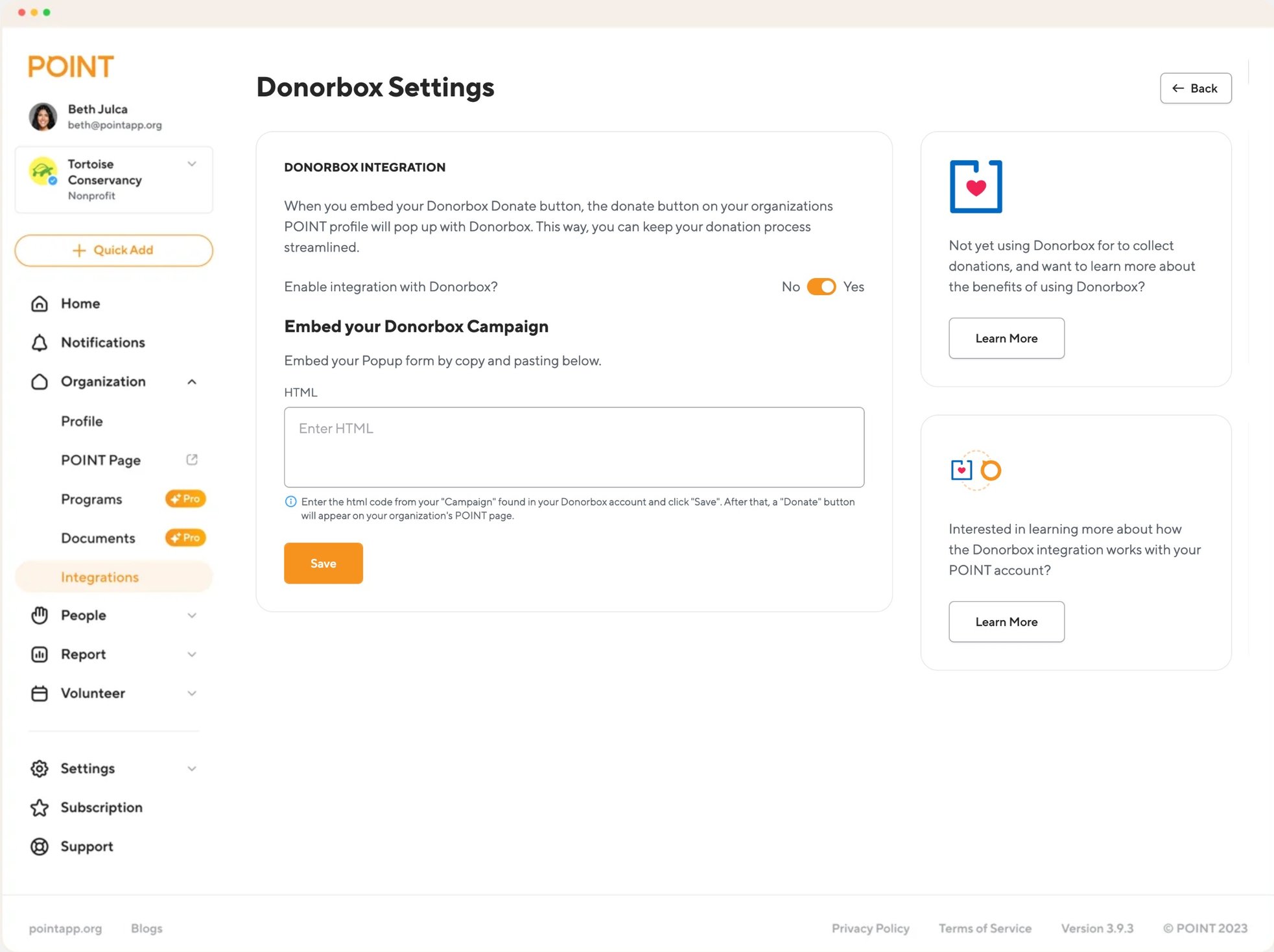 Donorbox Integration