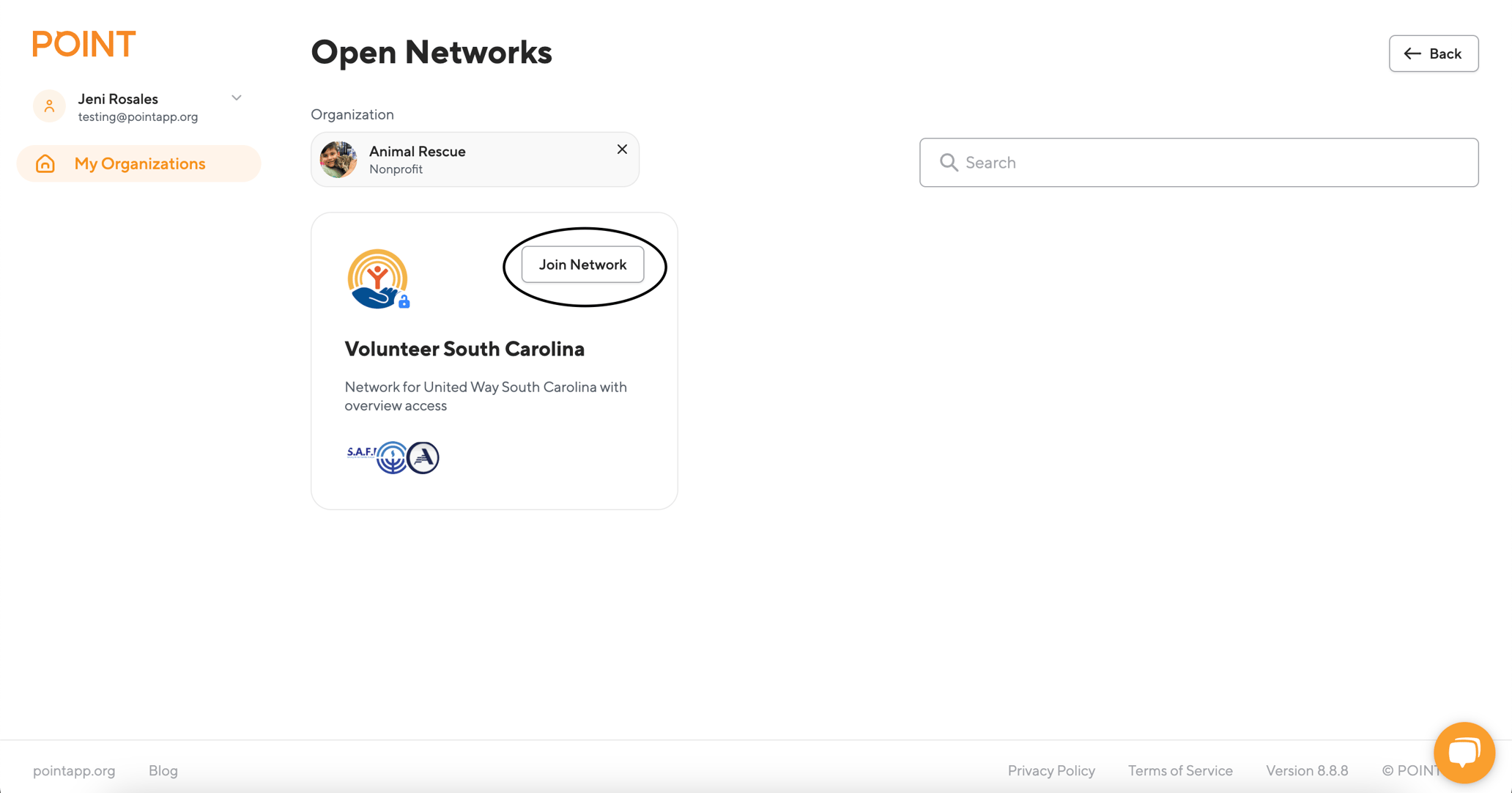 How do you join a network for VolunteerSc?