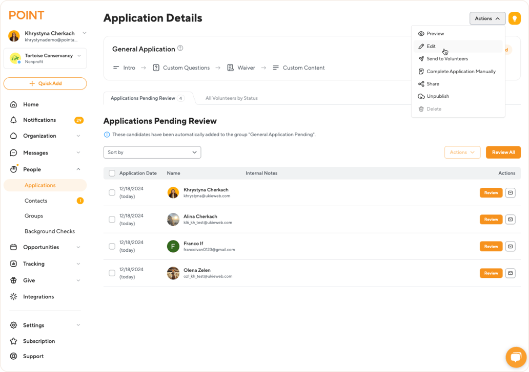 How do you add, edit, delete, or unpublish an Application? (Pro)
